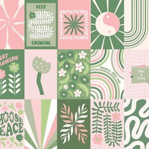 Sage Green and Pink Wall Collage Kit, 60 Danish Pastel Prints, Pink ...
