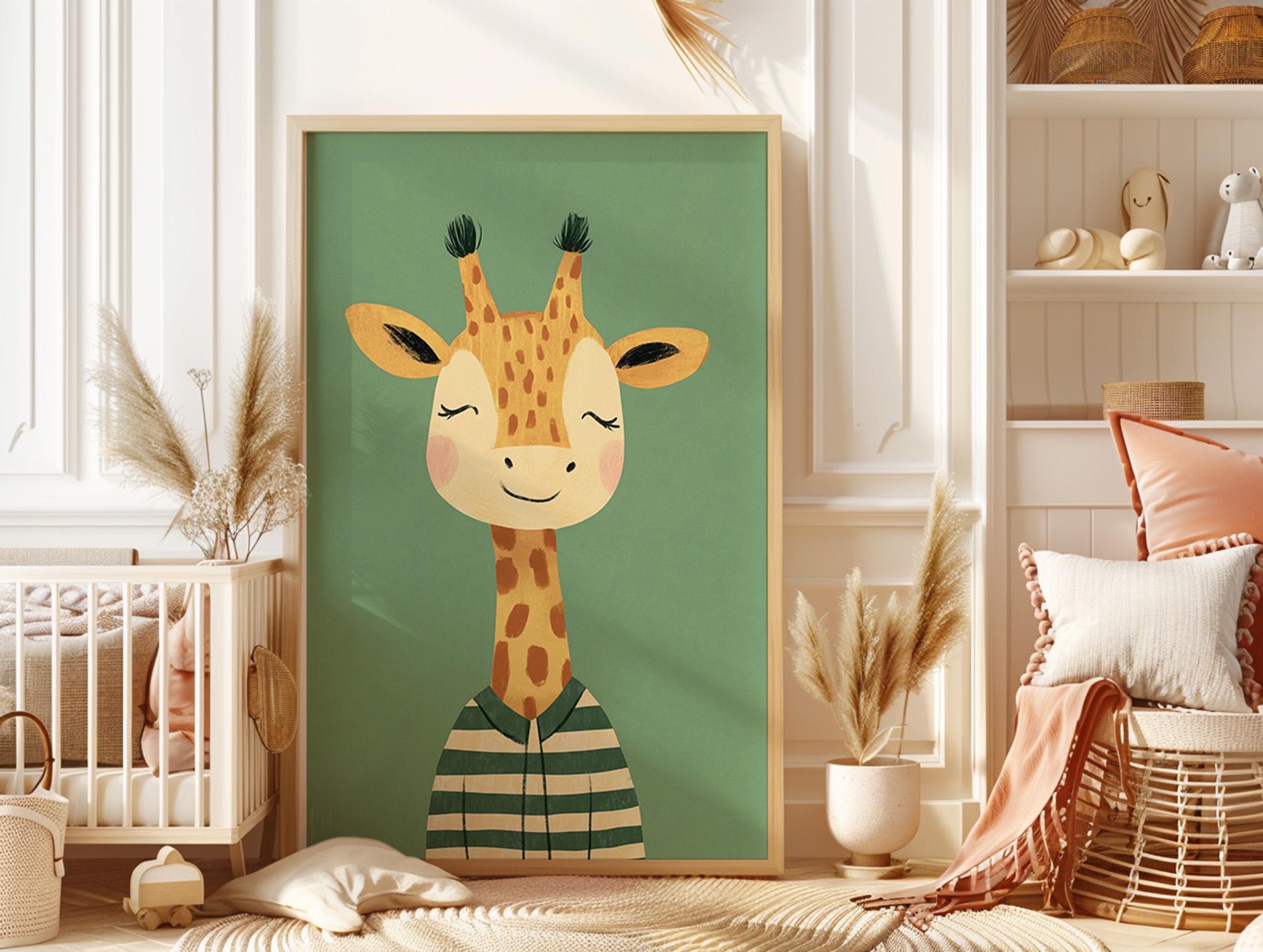 Cute Giraffe Wall Art, Nursery Animal Print, Kids Room Decor, Safari ...