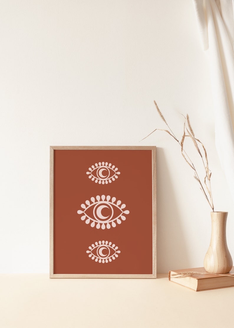 Boho Evil Eye Wall Art Terracotta Print Minimalist Poster - Etsy