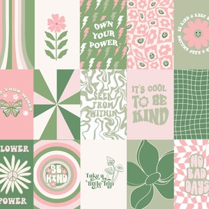 Sage Green and Pink Wall Collage Kit, 60 Danish Pastel Prints, Pink ...