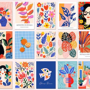 50 Eclectic Wall Collage Kit, Vibrant Wall Decor, Aesthetic Collage Kit ...
