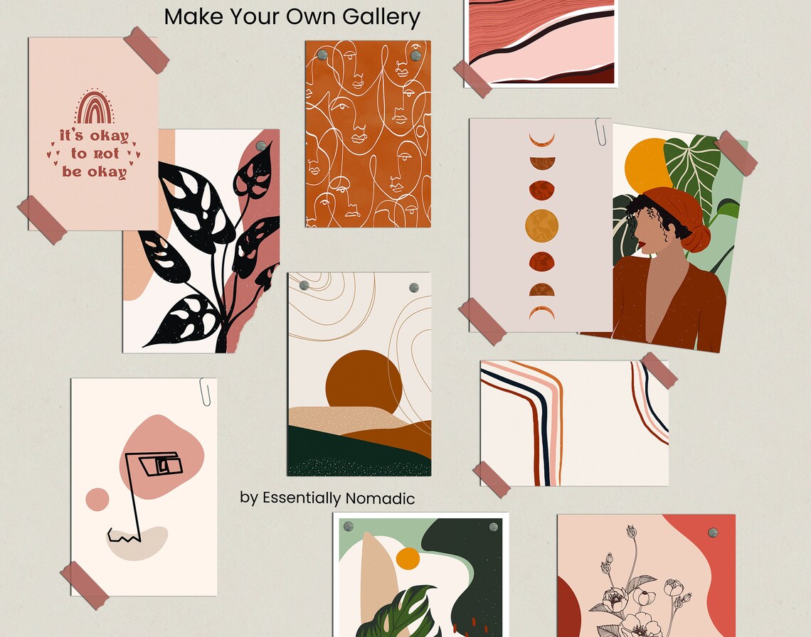 32 Boho Wall Collage Kitaesthetic Collage for Girl Room - Etsy