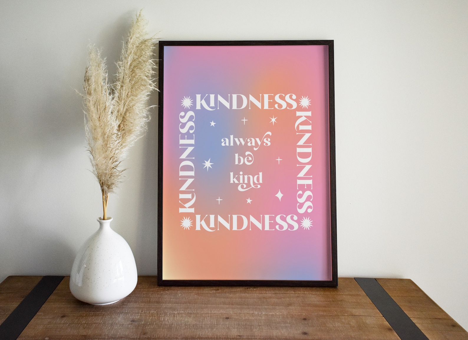 Pink Purple Gradient Preppy Wall Art Kindness Quote Print - Etsy