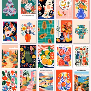 50 Eclectic Wall Collage Kit, Vibrant Wall Decor, Aesthetic Collage Kit ...