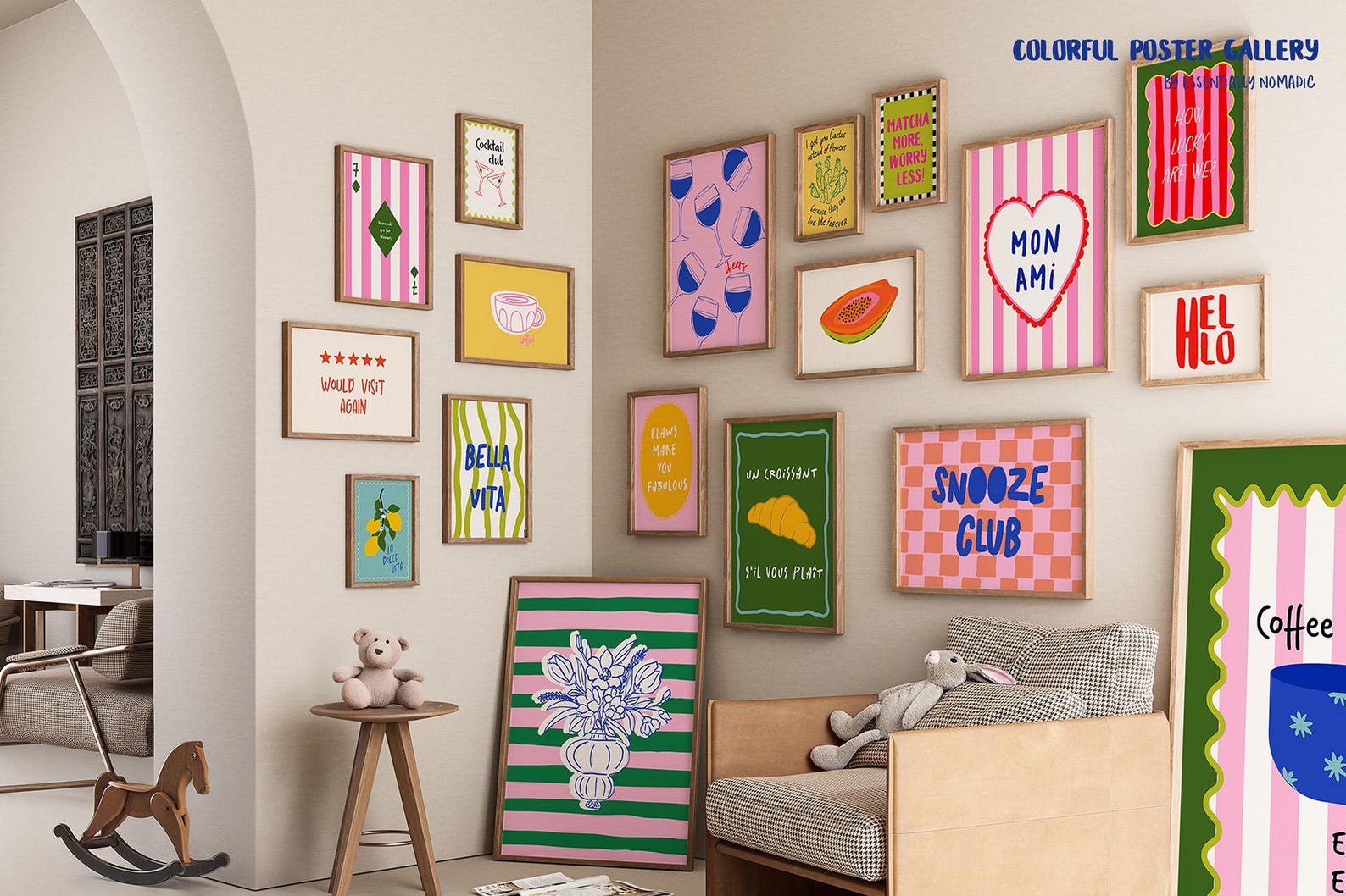 100 Funky Colorful Prints Bundle, Eclectic Food Prints Kitchen Decor ...
