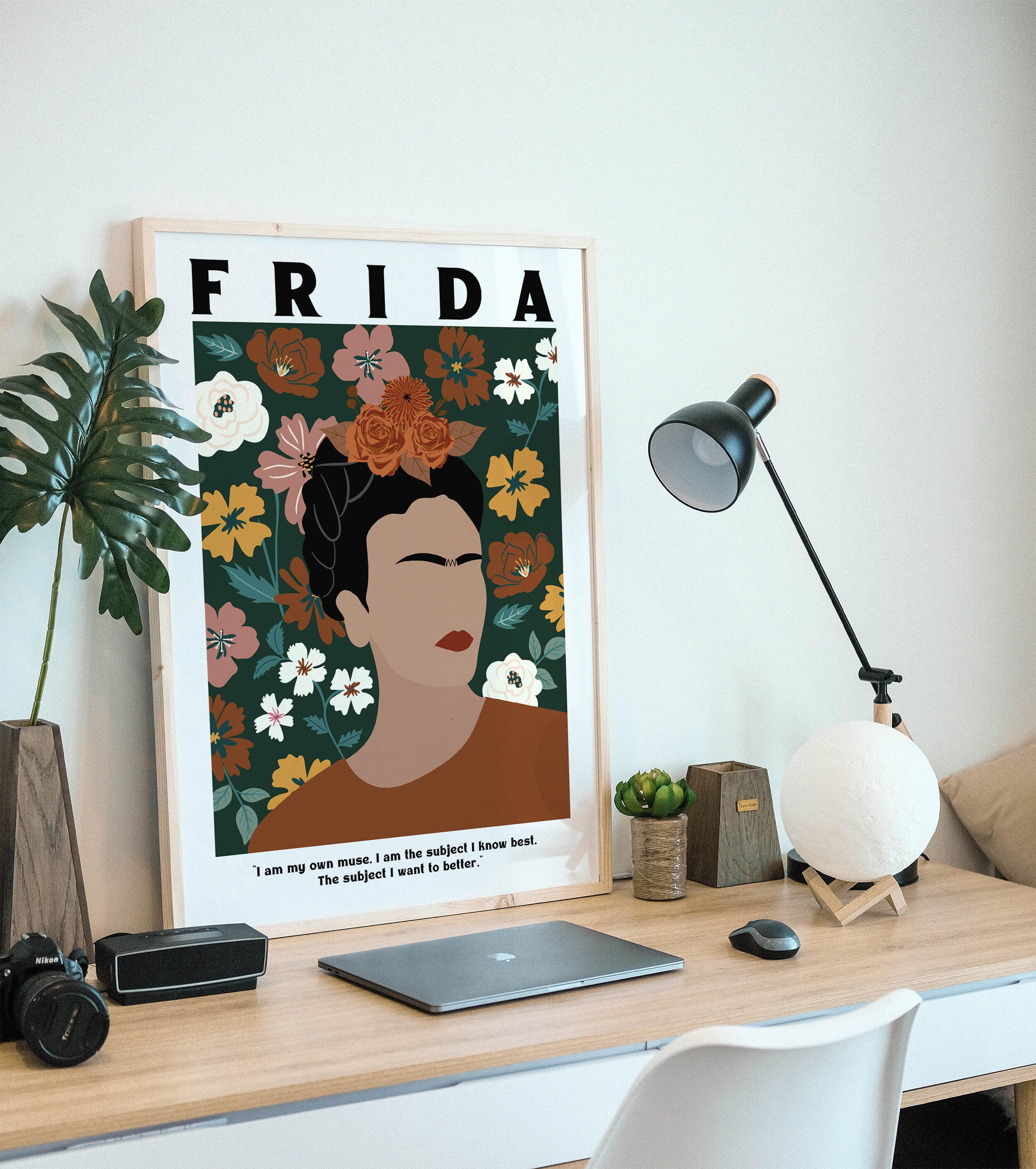 Frida Kahlo print Minimalist Floral Exhibition | Etsy
