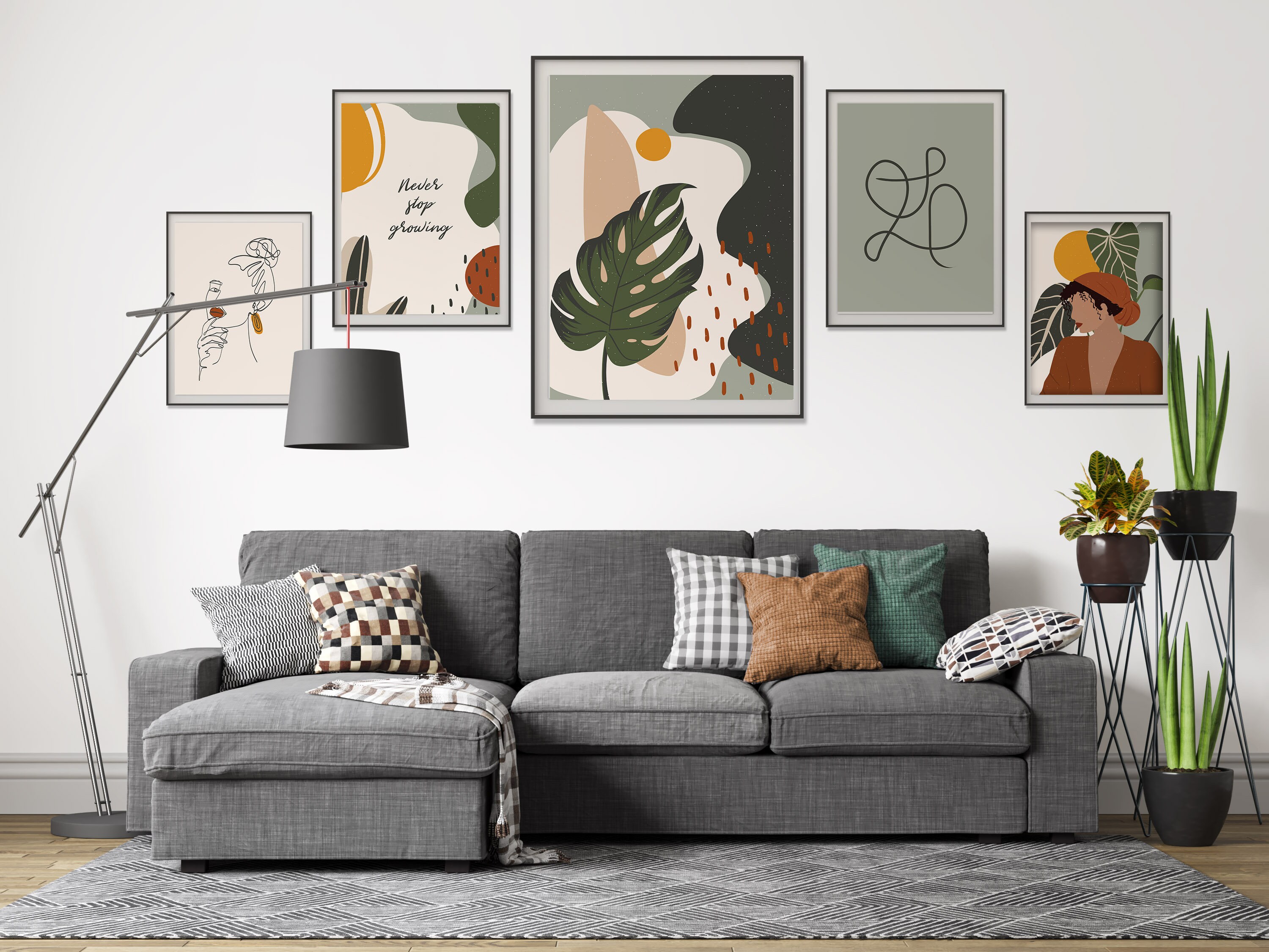 Minimalist Gallery Wall Set Of 5 Prints Boho Home DecorLine | Etsy