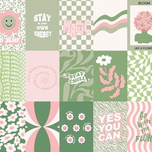 Sage Green and Pink Wall Collage Kit, 60 Danish Pastel Prints, Pink ...