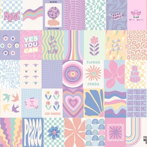 60 Wall Collage Kit, Danish Pastel Aesthetic Room Decor, Pink Purple ...