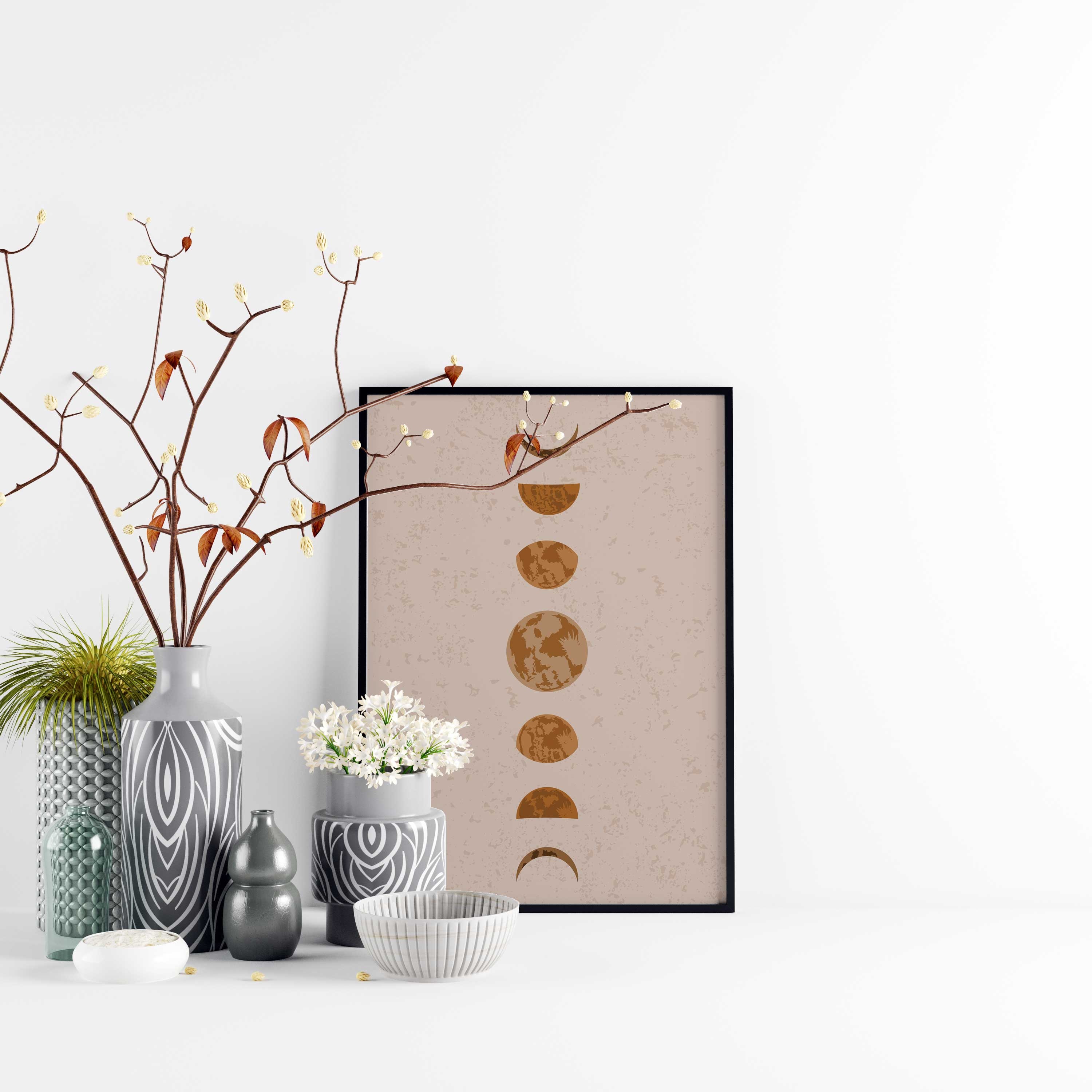 Moon Phases Art Printable Moon Wall ArtBoho PrintAbstract | Etsy