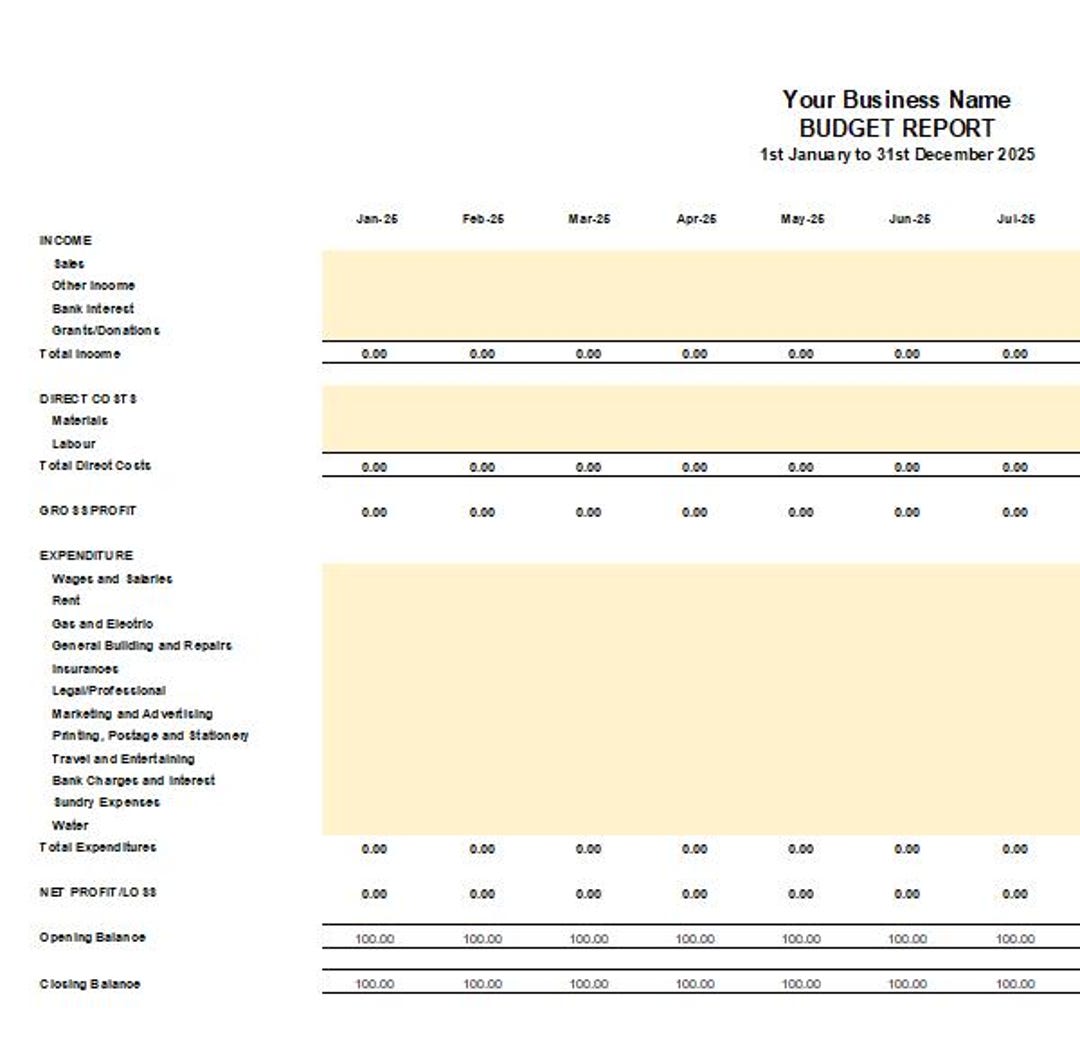 Financial Budget or Projection Template - Etsy