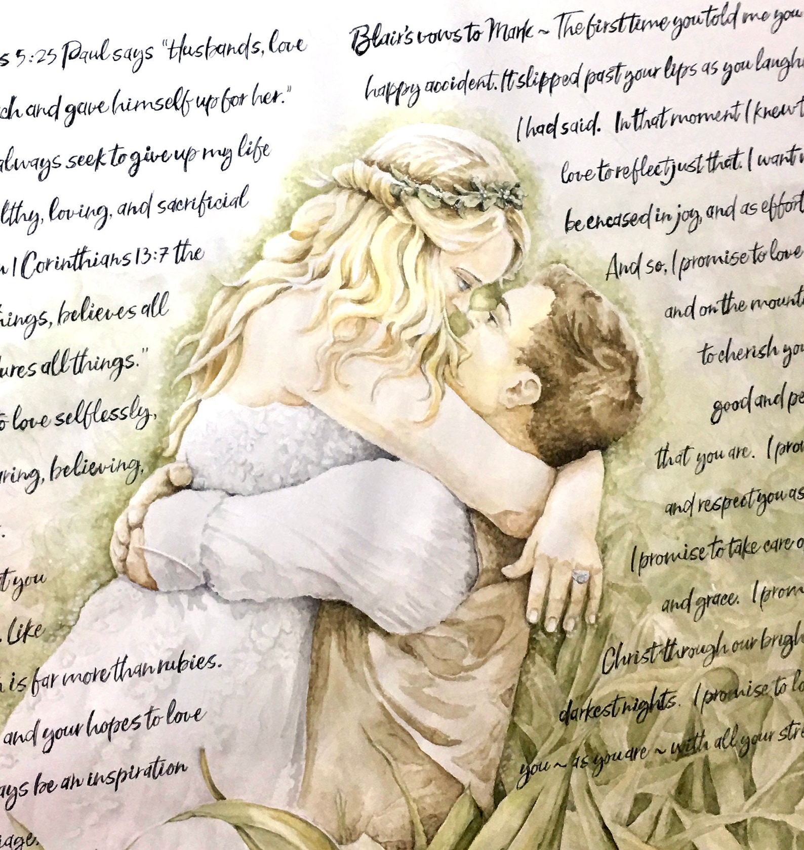 Wedding Vows Painting/portrait 22 X 30 - Etsy