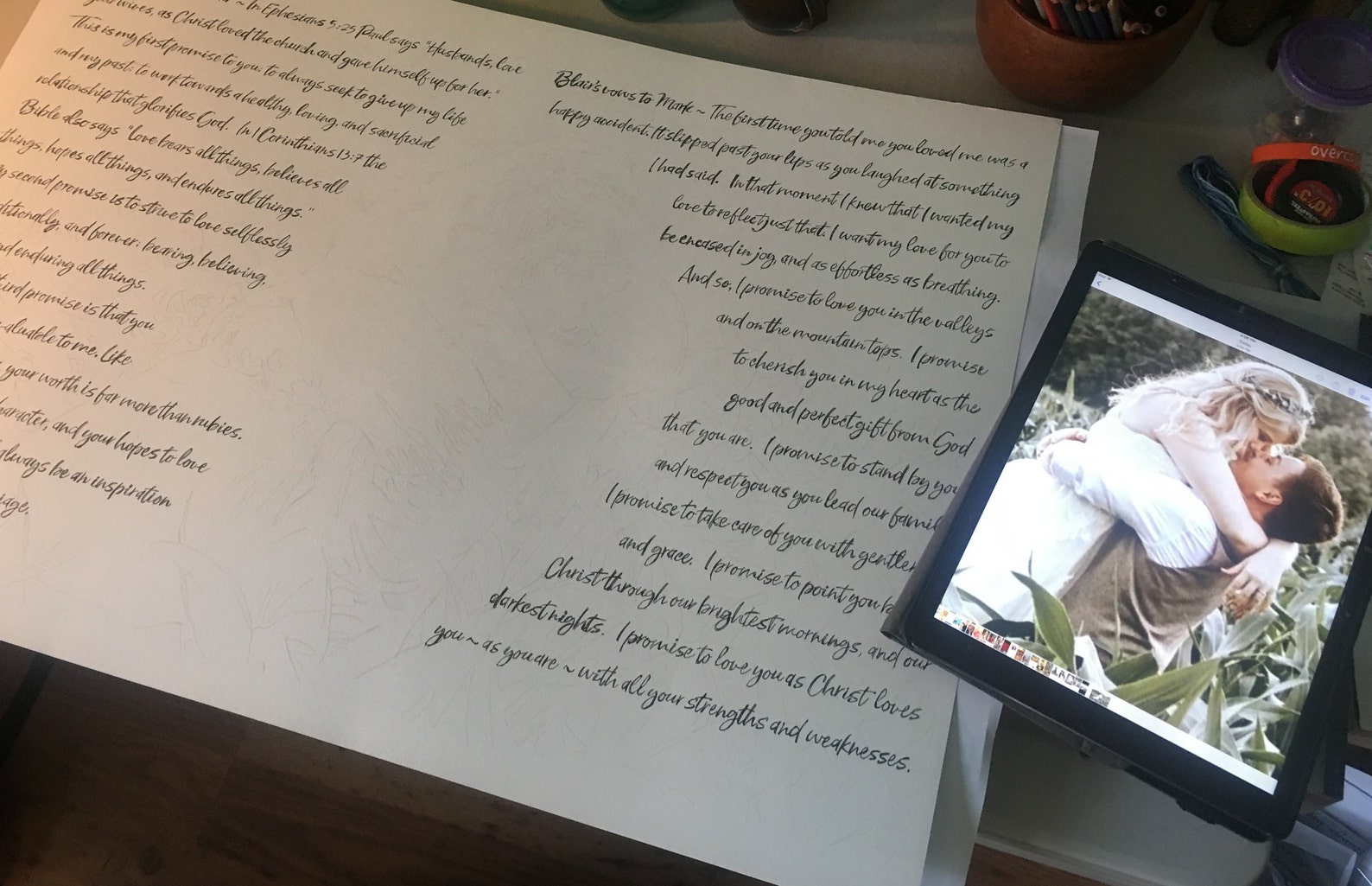 Wedding Vows Painting/portrait 22 X 30 - Etsy