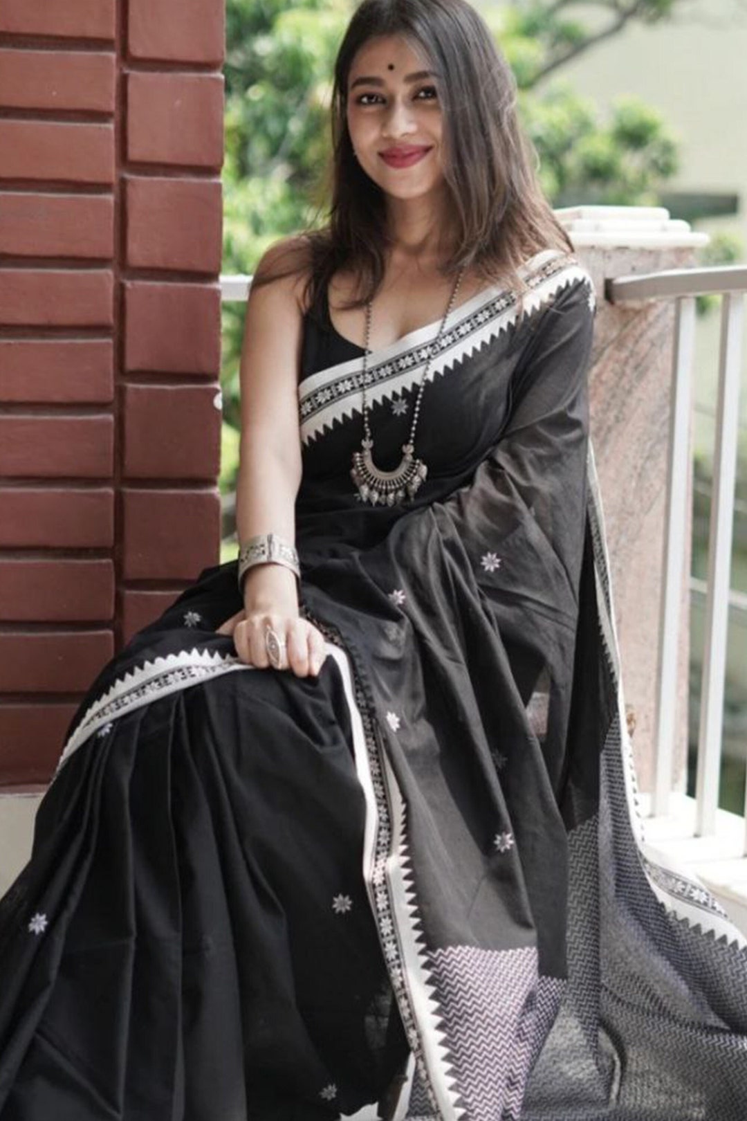 Black Color Cotton Silk Saree With Blouse Piece, Indian Saree for Women ...