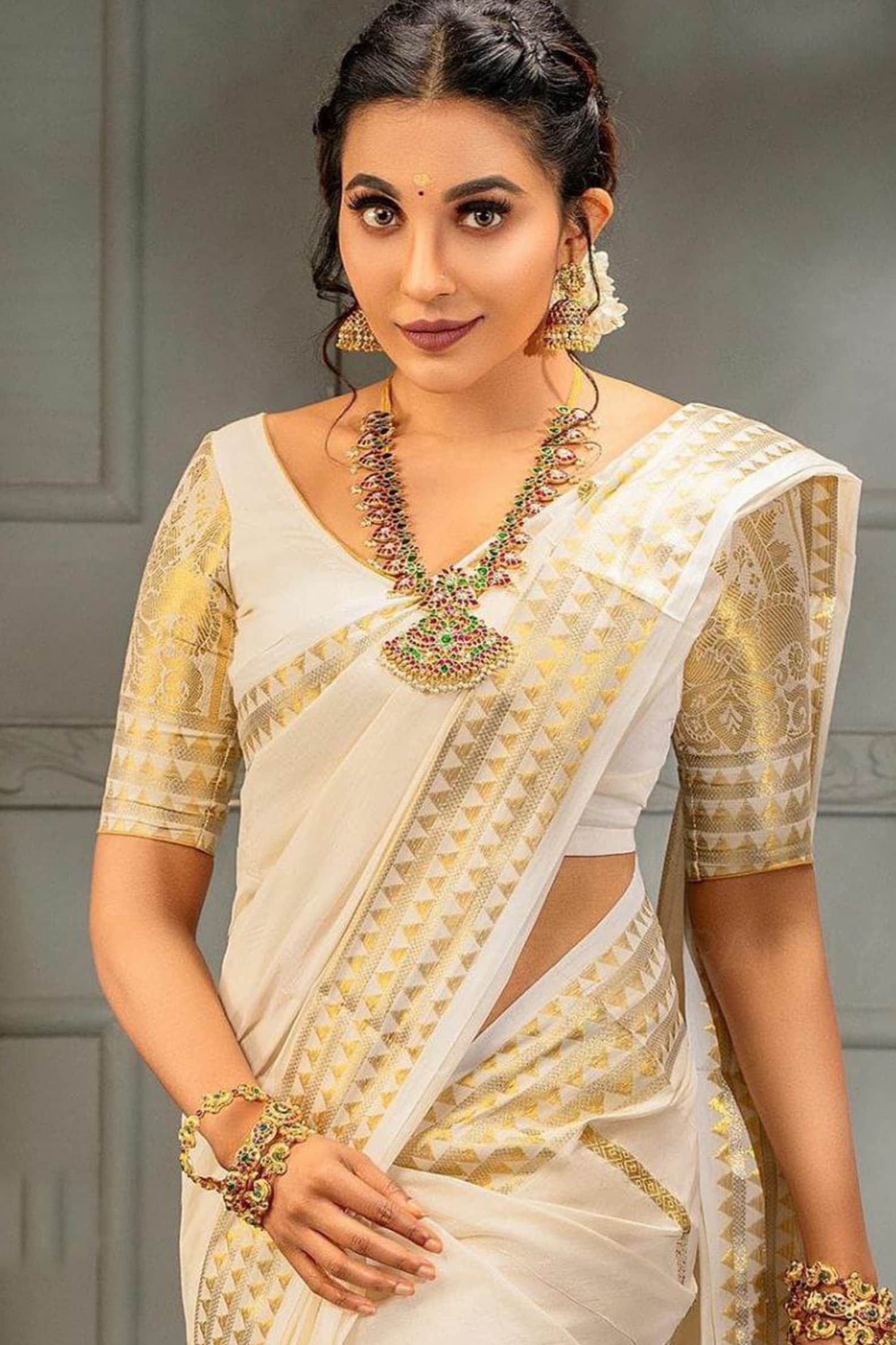 Off White Color Saree With Blouse Piece, Cotton Silk Saree for Women ...