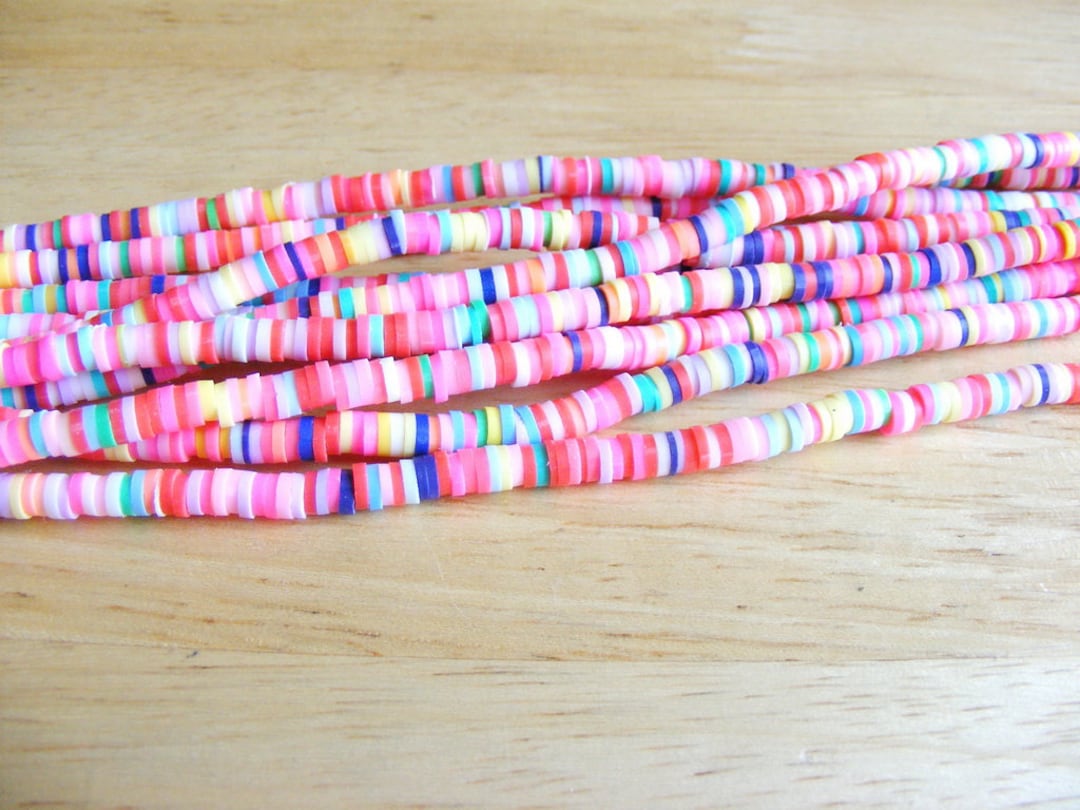 Strand of Beads Disc Shaped 4 X 1mm Polymer Clay DIY Summer Jewelry - Etsy