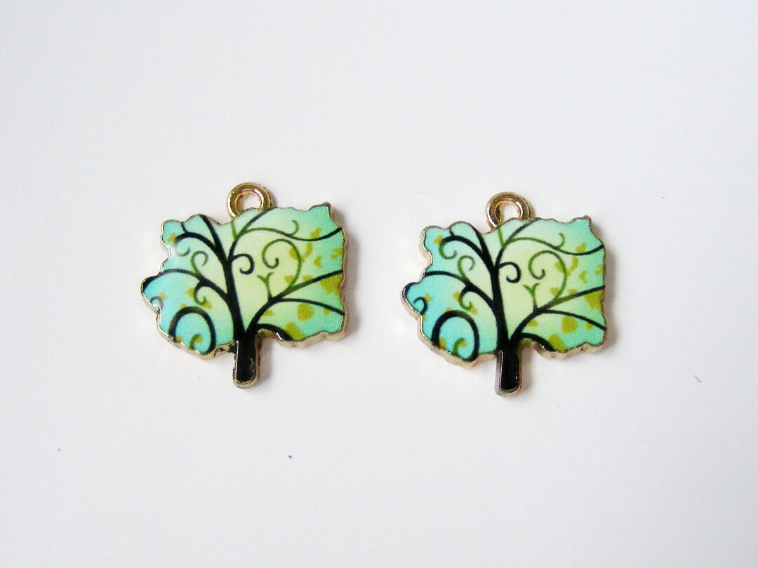Pendant Tree Gold Plated Enamel - Etsy