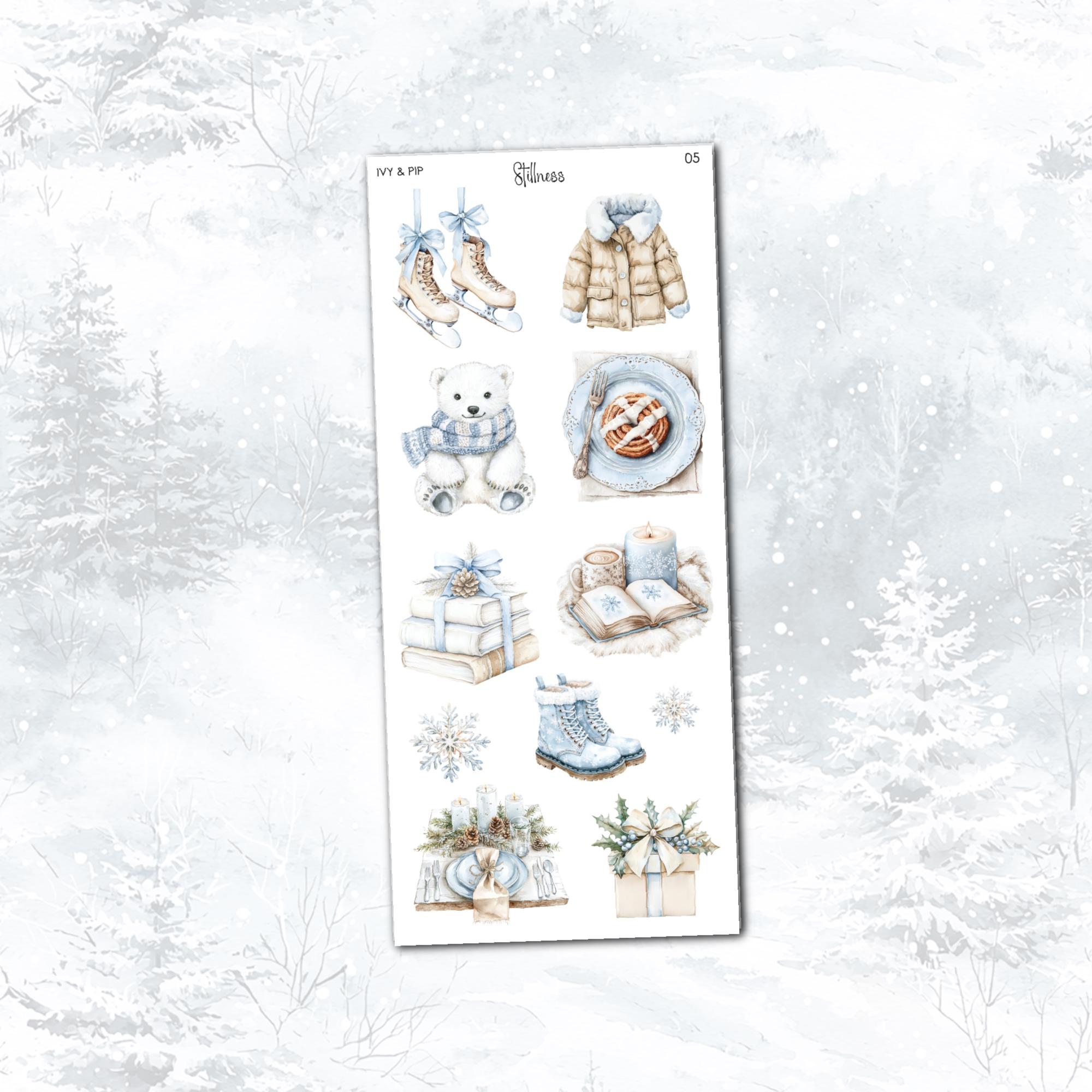 Printable Winter Deco Sticker Kit, Printable Stickers, Stillness - Etsy