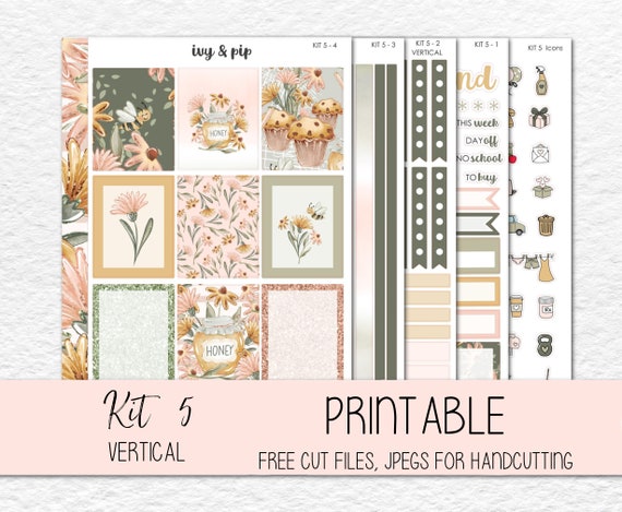 PRINTABLE Vertical Planner Sticker Kit Printable Sticker Kit | Etsy