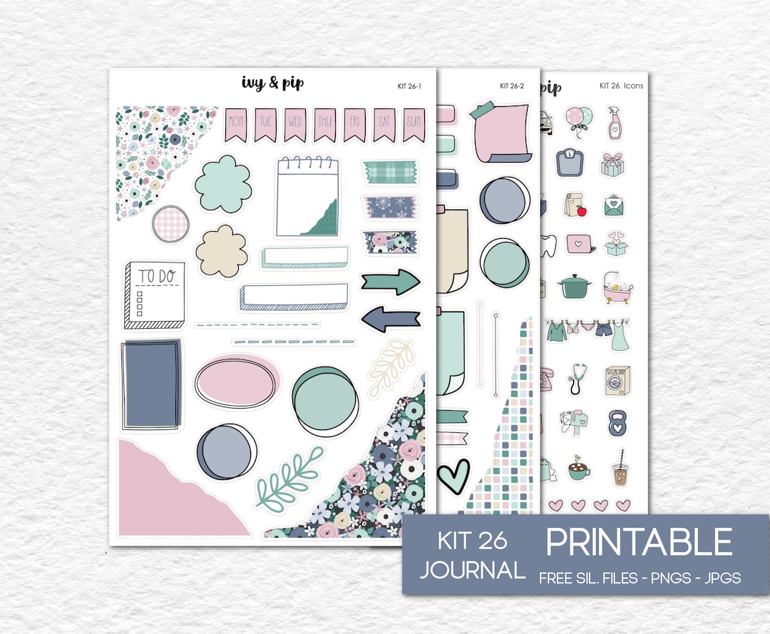 PRINTABLE Journal Deco Sticker Kit Printable Sticker Kit - Etsy