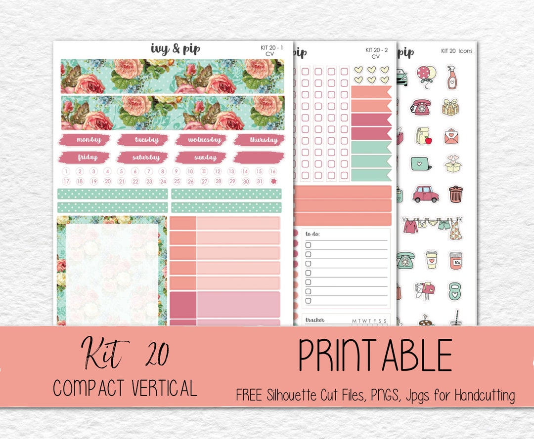 PRINTABLE Compact Vertical Sticker Kit Printable Sticker Kit - Etsy