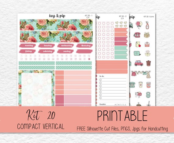 PRINTABLE Compact Vertical Sticker Kit Printable Sticker Kit - Etsy