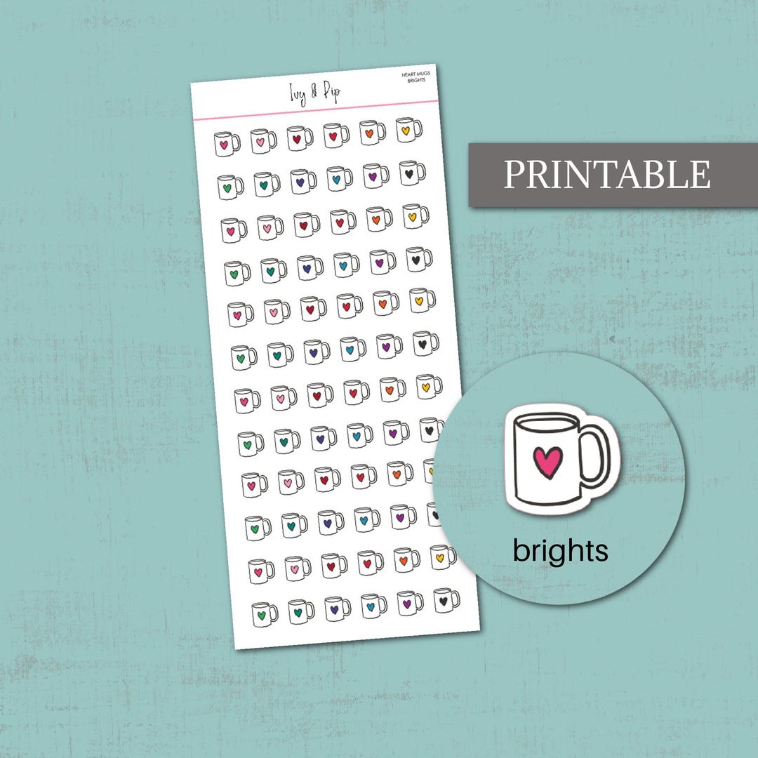 Printable Coffee Mug Stickers, BRIGHTS - Etsy