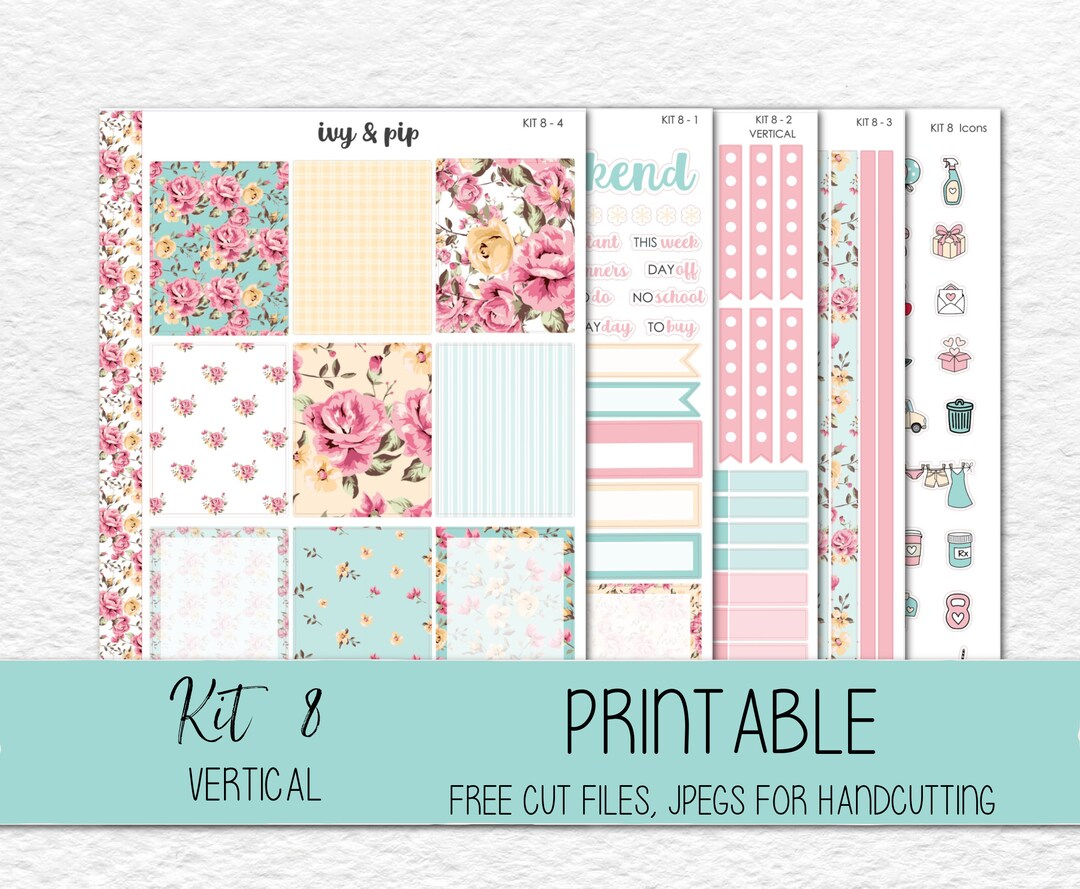 PRINTABLE Vertical Planner Sticker Kit Printable Sticker Kit - Etsy