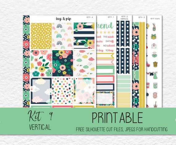 PRINTABLE Vertical Planner Sticker Kit Printable Sticker Kit - Etsy