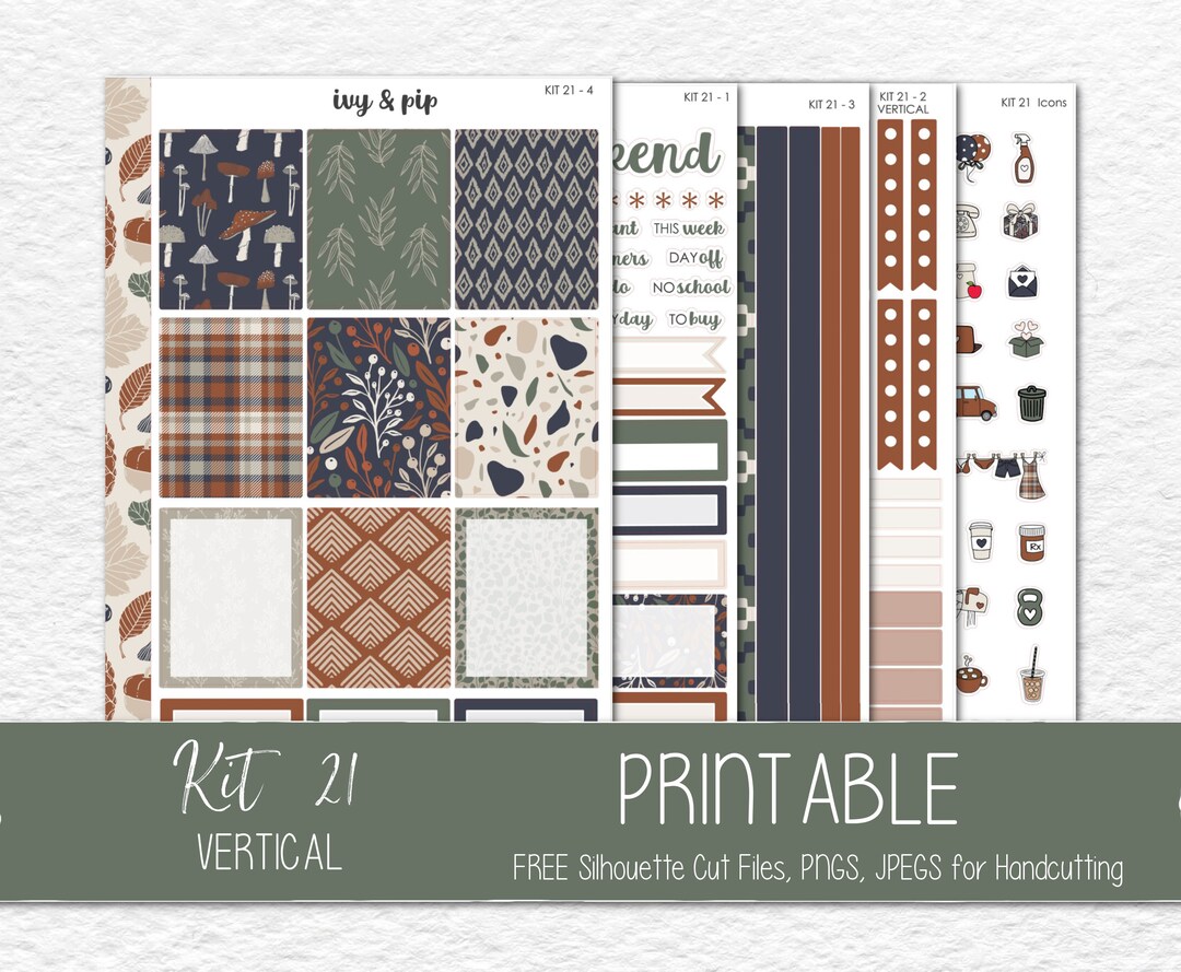 PRINTABLE Vertical Planner Sticker Kit Printable Sticker Kit - Etsy