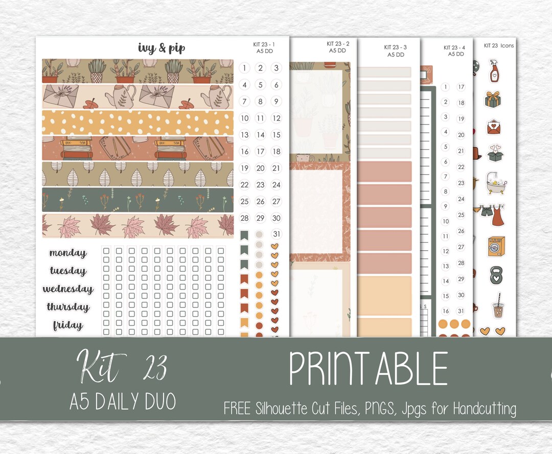 PRINTABLE A5 Daily Duo Sticker Kit Printable Sticker Kit - Etsy