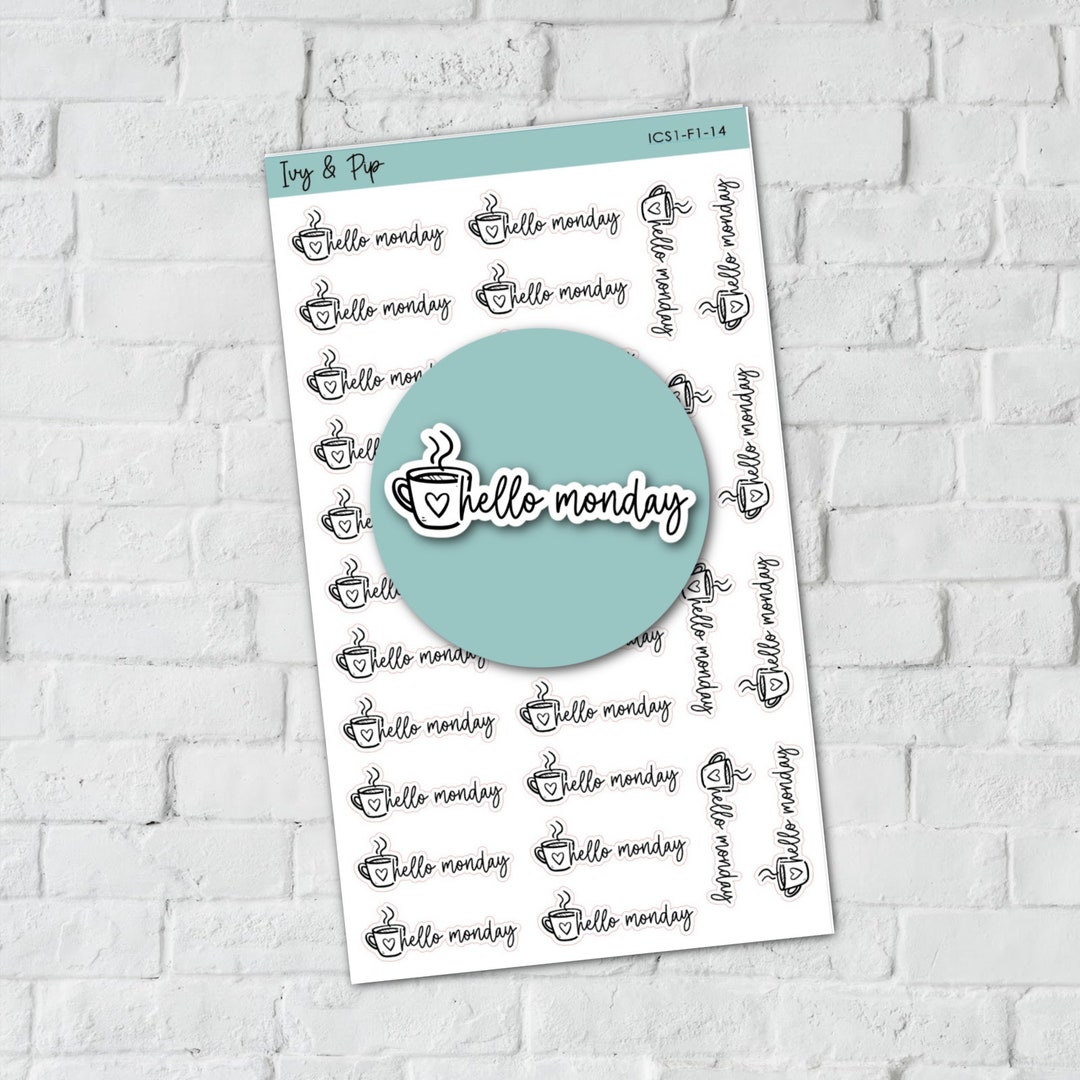 Hello Monday Stickers Coffee Icon Stickers ICS1-F1-14 - Etsy