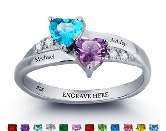 Two Hearts Ring | Etsy