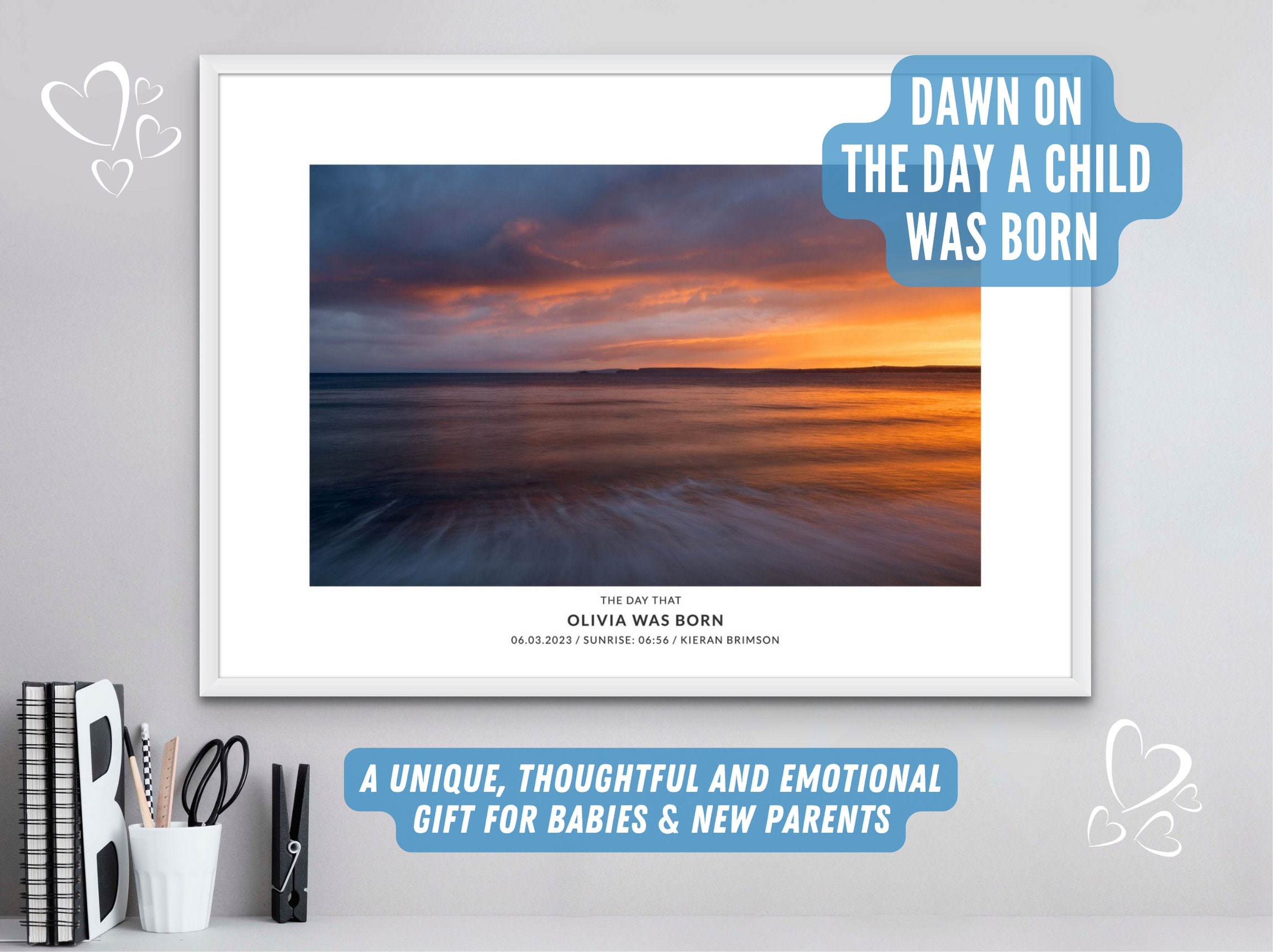 Father's Day Baby Sunrise Gift - Personalised Dawn Print for Dad From ...