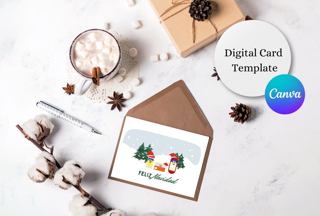 Printable SPANISH LANGUAGE Feliz Navidad Christmas Card Customizable ...