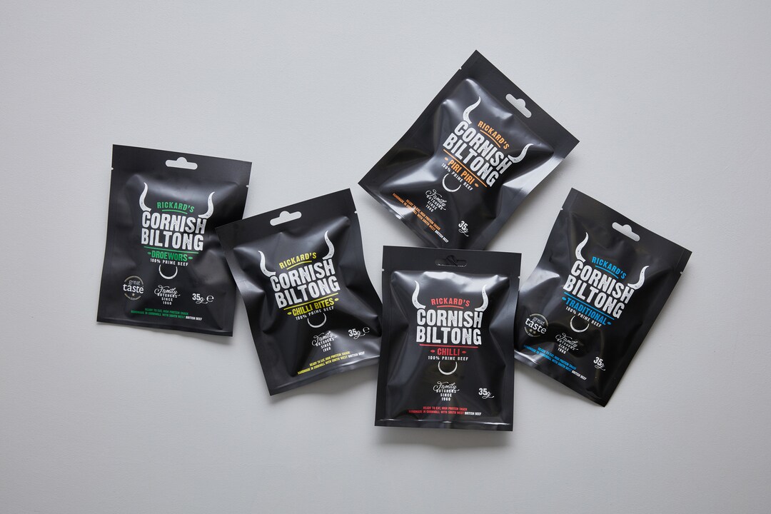 Rickard's Cornish Biltong Taster Bundle 5 X 35g Bags - Etsy UK