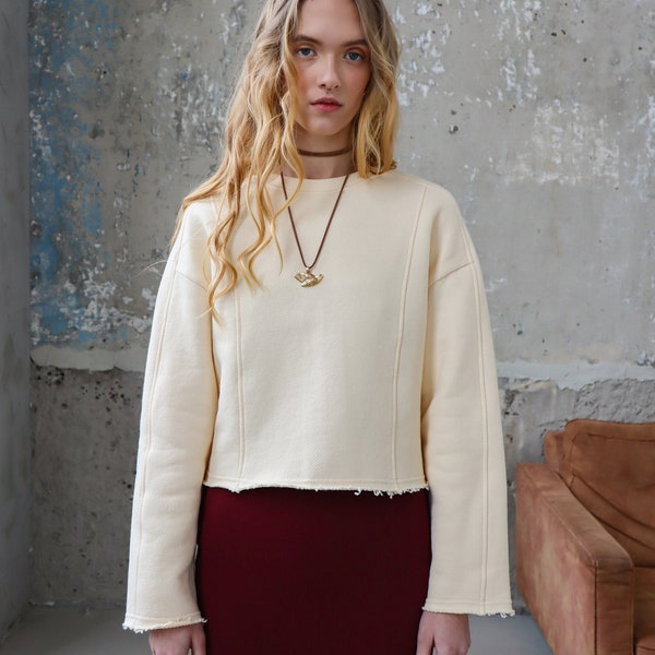 Raw Edge Sweatshirt - Etsy