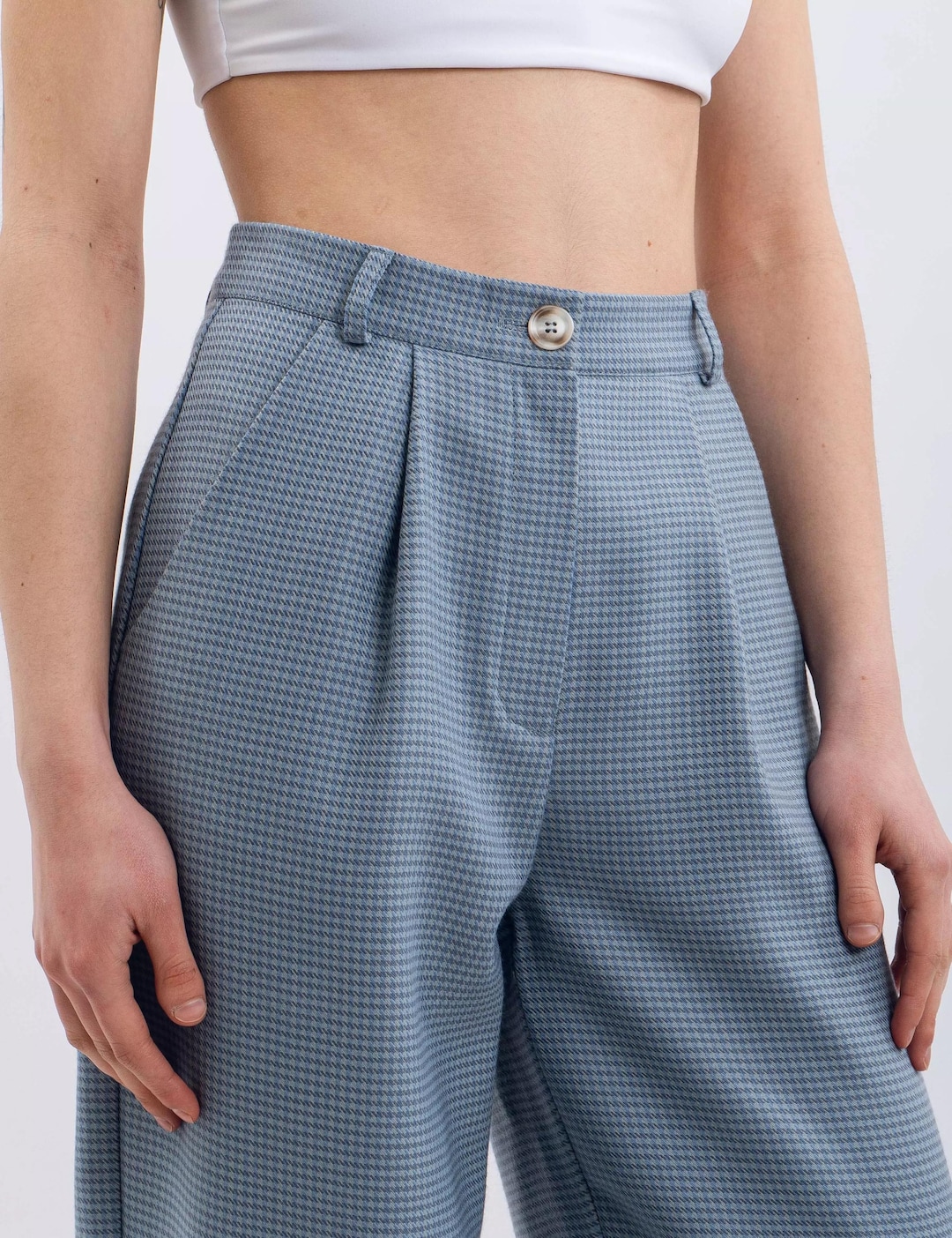 Light Blue Palazzo Pants Classic Suit Womens Pants, High Waisted ...