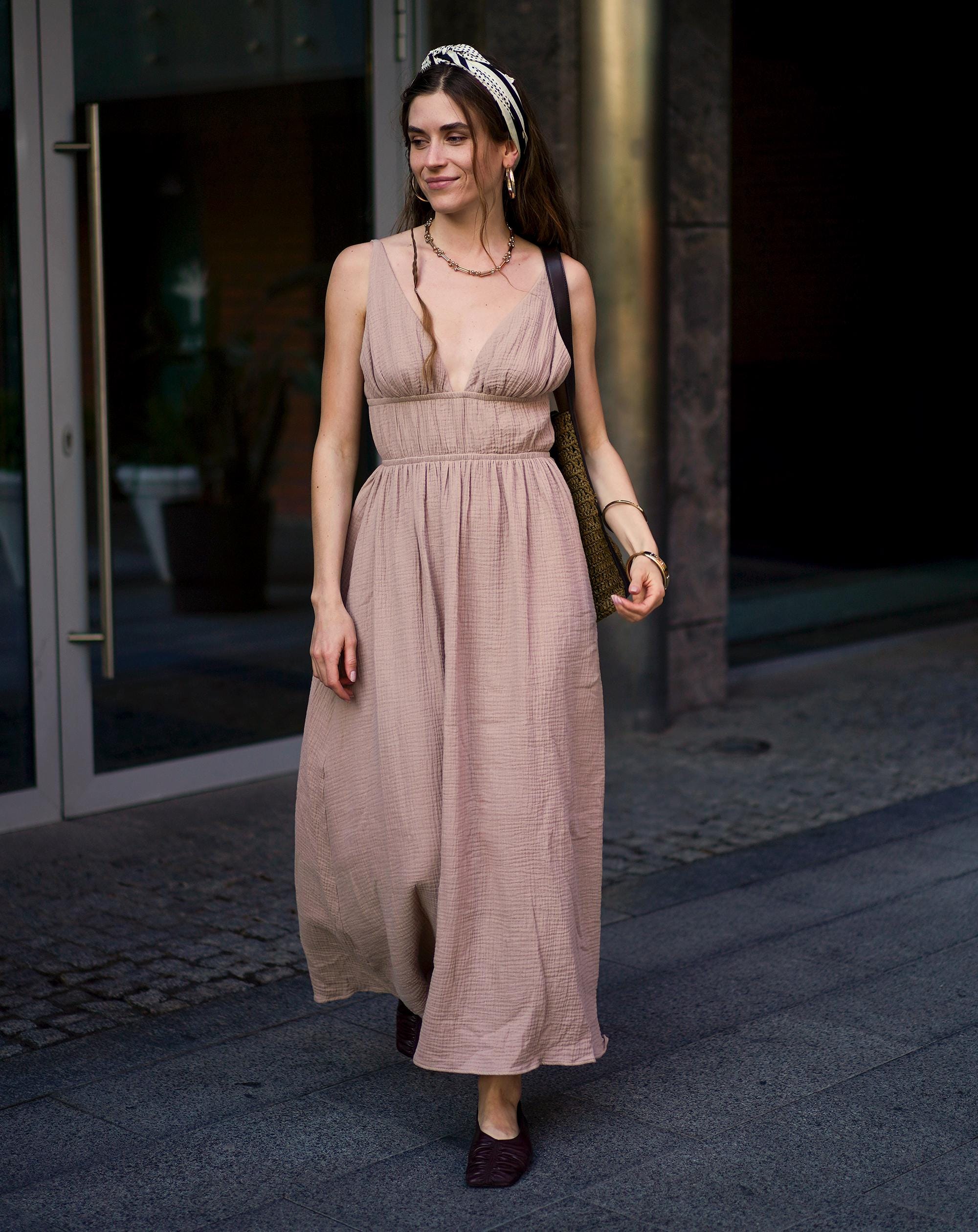 Beige Gauze Goddess Dress – Bohemian Tulum Summer Dress Grecian Boho ...
