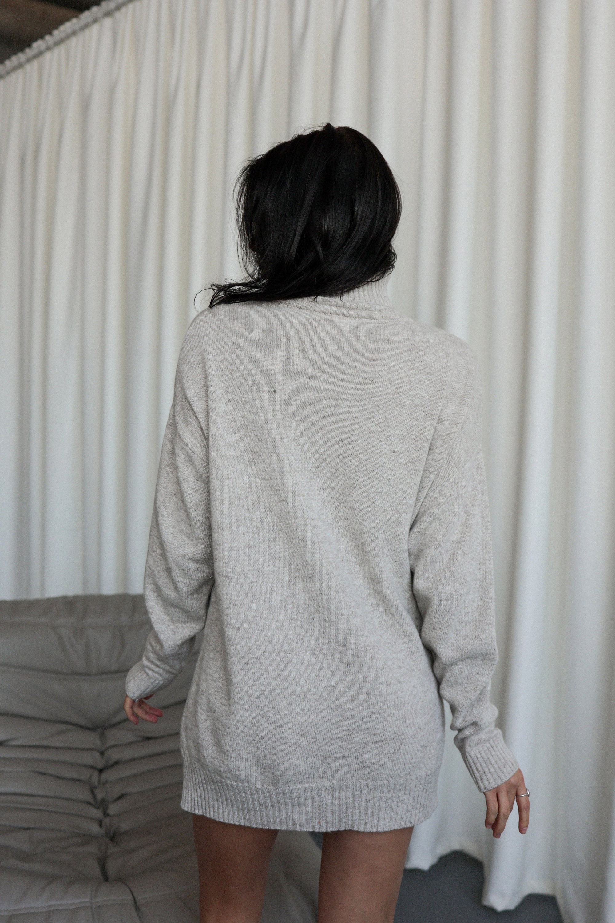 Women Wool Sweater With Side Slits Beige Turtleneck Sweater - Etsy