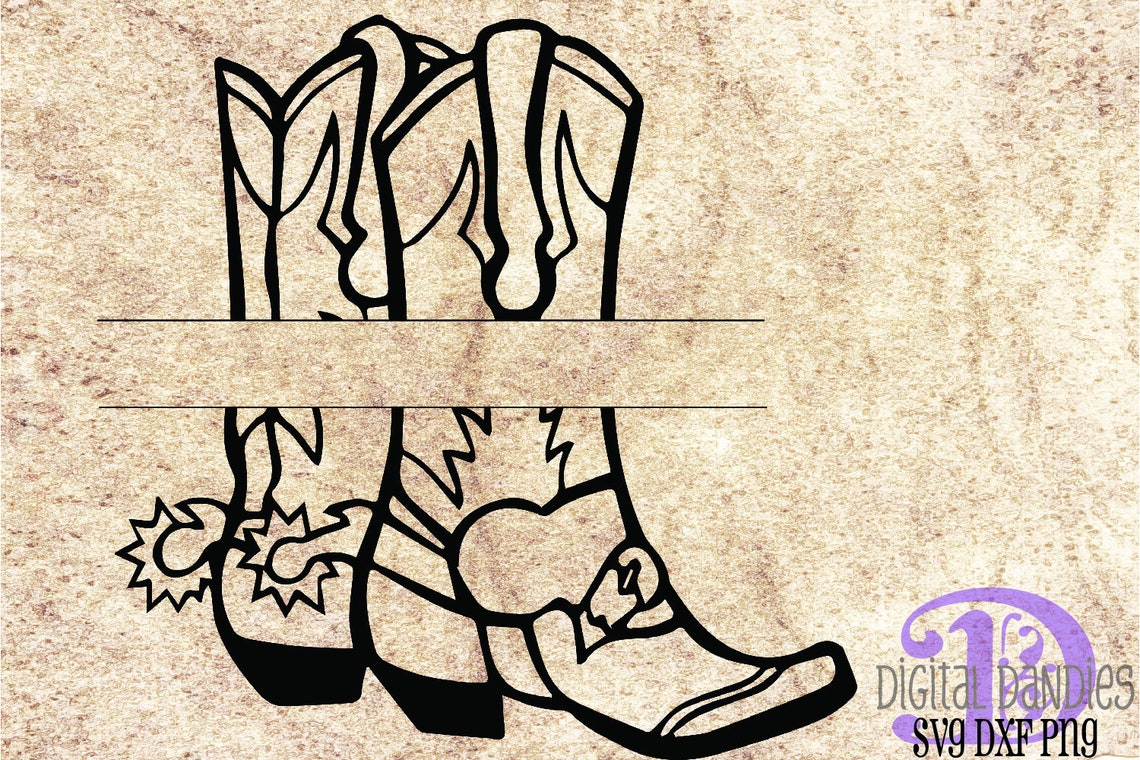 Cowboy Boots Spur Monogram SVG PNG DXF - Etsy