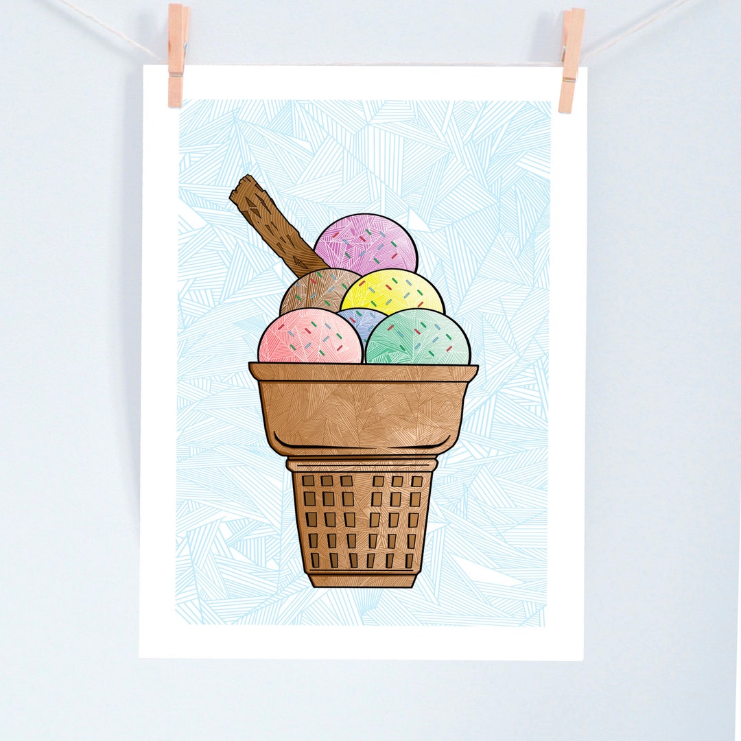 Ice Cream Print - Digital Download - Summer A4 Print - Etsy