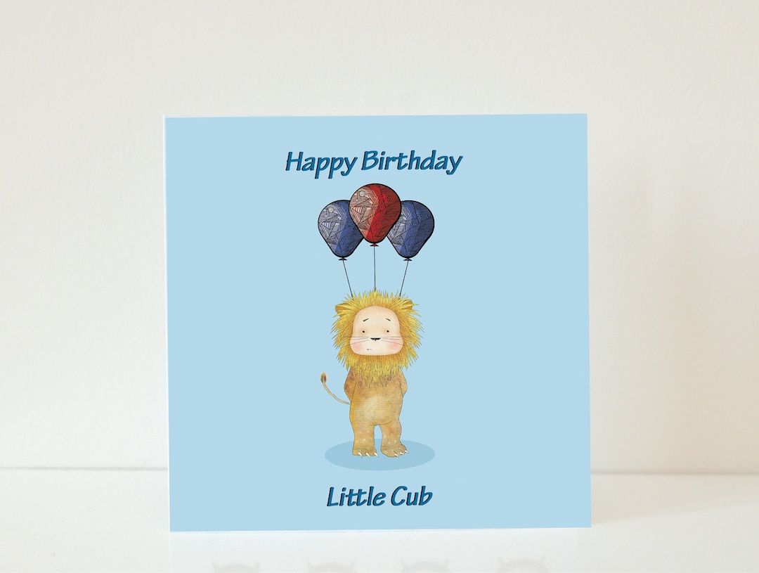 Lion Birthday Card Little Cub Cute Lion Greetings Card First Birthday ...