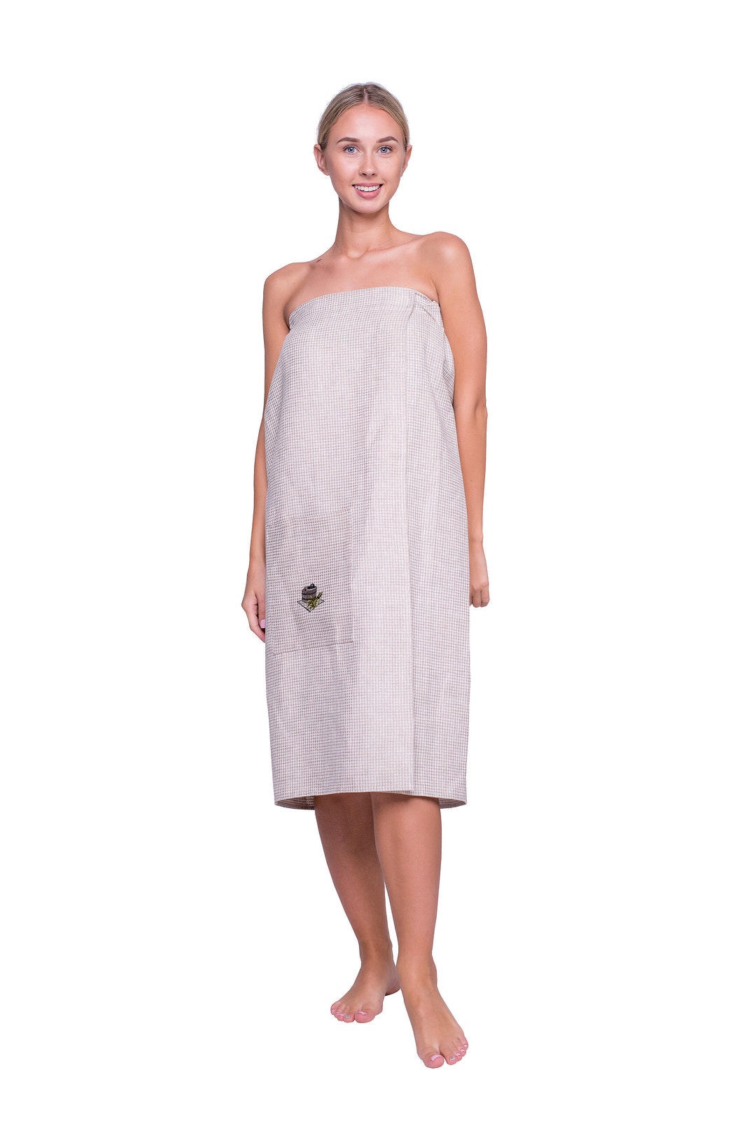 Bath Wrap for Women 85x145cm Linen and Cotton Sauna Sarong With Elastic ...