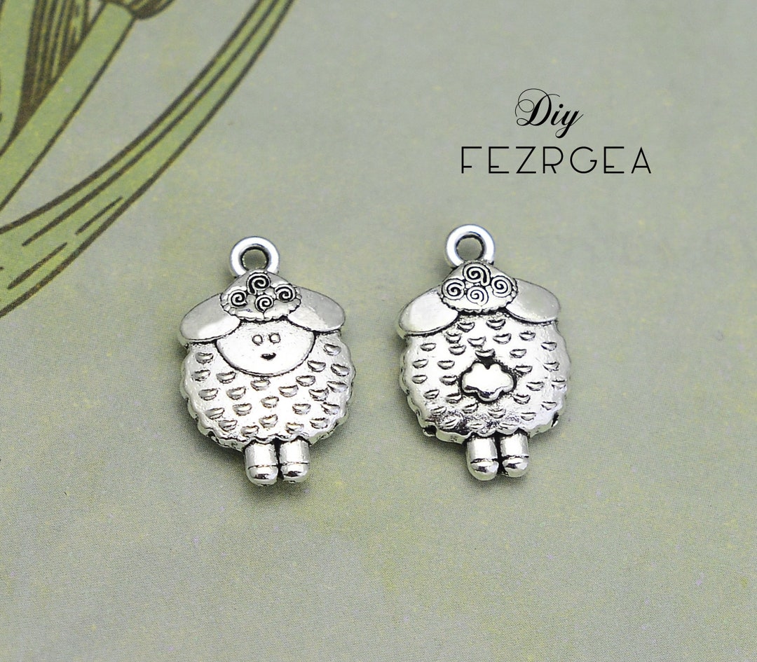 12PCS Antique Sheep Charms.2 Sides Jumbuck Charm Animal Pendants ...