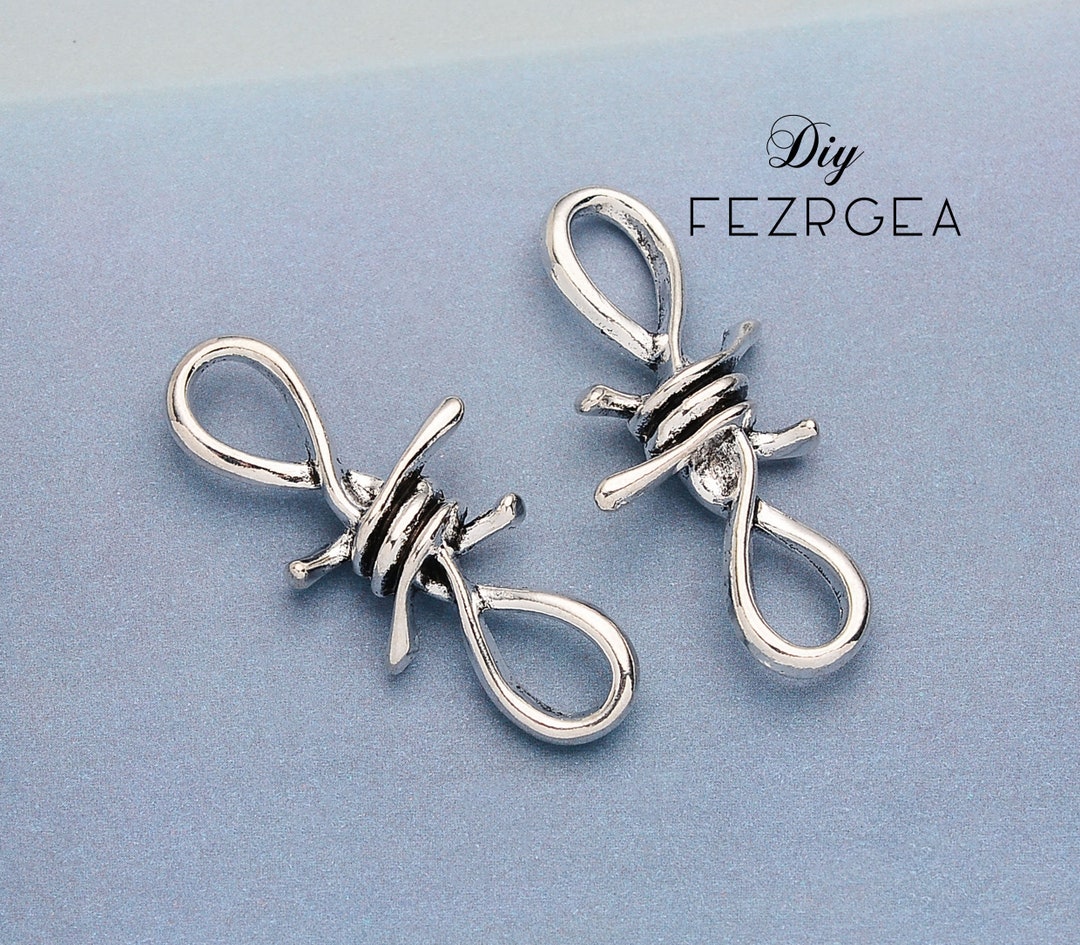 5pcs42x18mm, Antique Silver Barbed Wire Charm. Rope Bondage Connector ...
