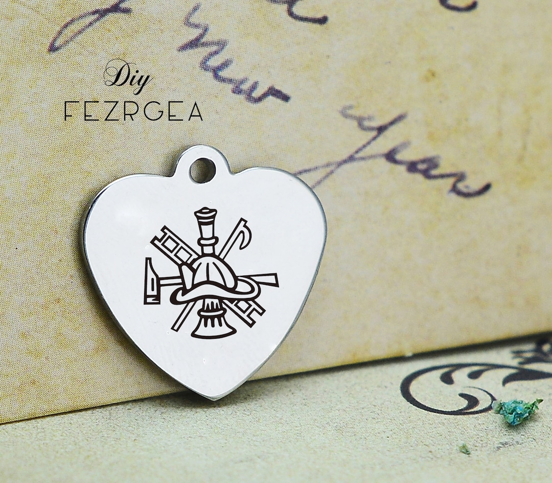 Fire Fighter Stainless Steel Charm,personalized Fireman Laser Engraved ...