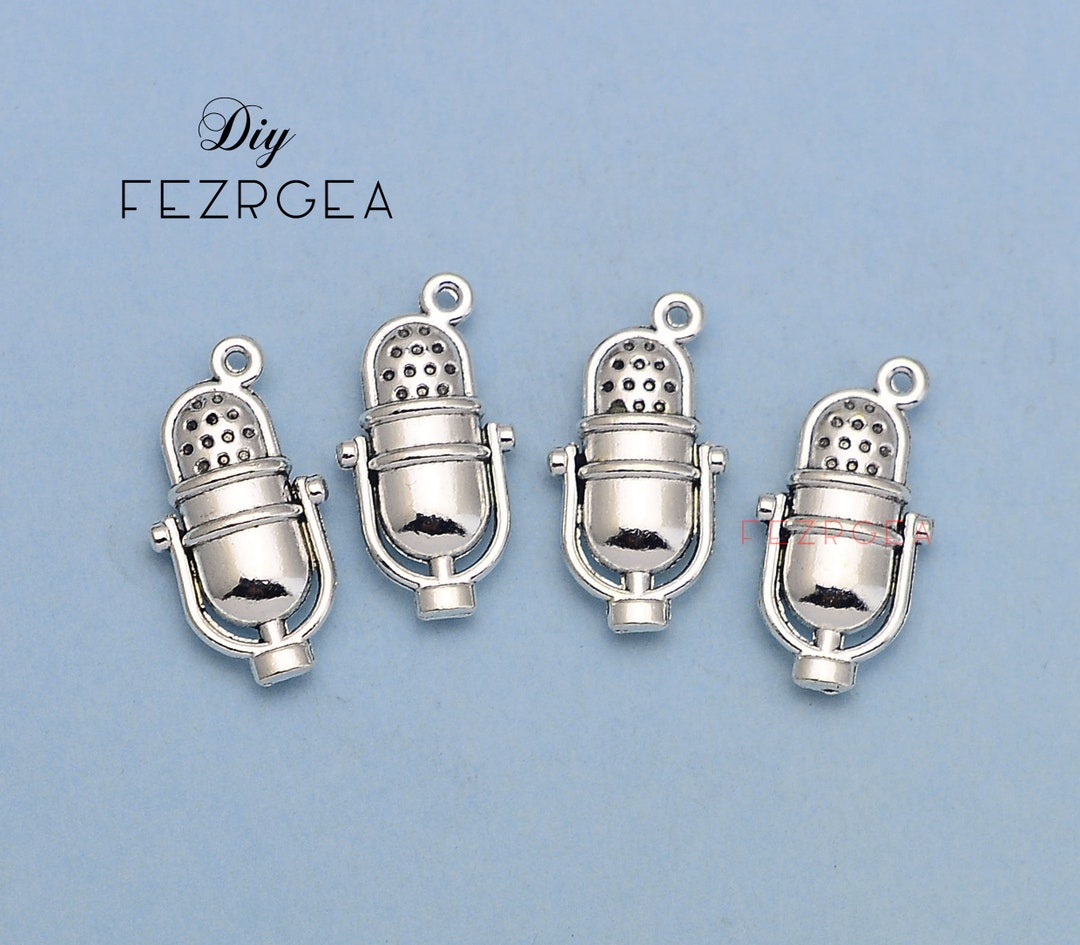 15pcs--20x10mm, Antique Silver Microphone Charms.music Pendants. - Etsy