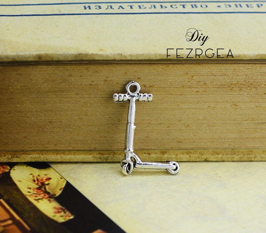 20PCS Antique Silver Scooter Charms. 2 Sides Kick Scooter Charms BIG ...