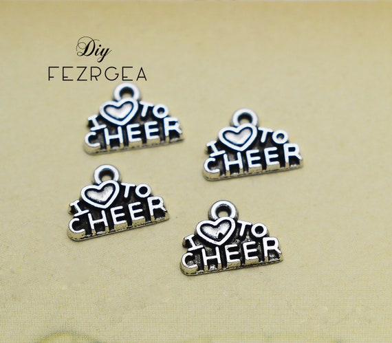 50PCS Antique Silver Cheer Charms. I Love to Cheer Pendants. - Etsy